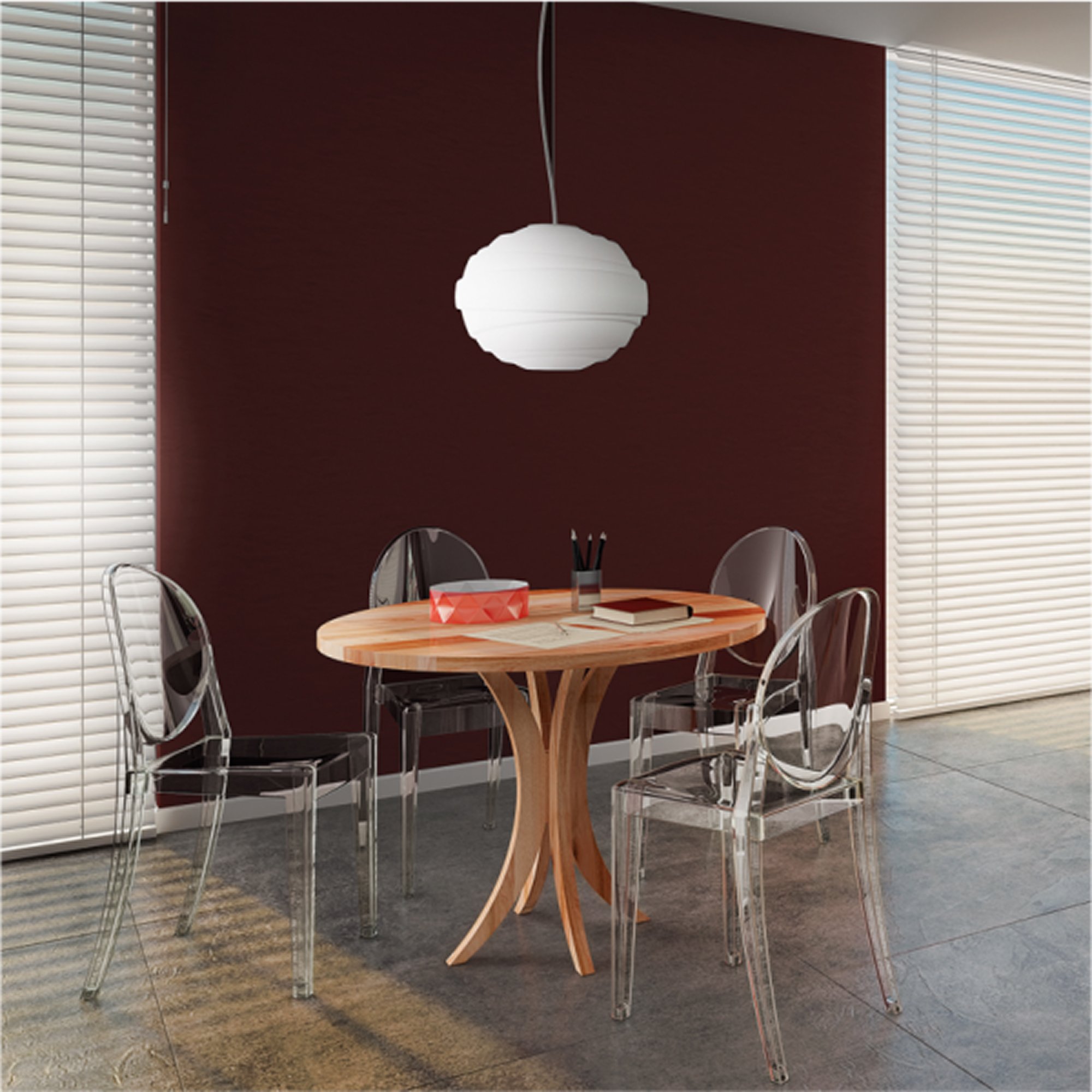 Mesa Redonda 4 lugares Tampo de Madeira Maciça 90cm - Rima - Nozes